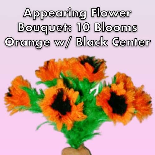 Appearing Flower Bouquet: 10 Blooms, Orange with Black Centers ...